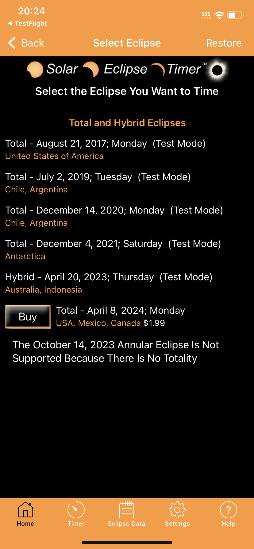 Solar Eclipse Timer App